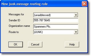 Zetafax Server > Junk message filtering > Setting up junk message filtering